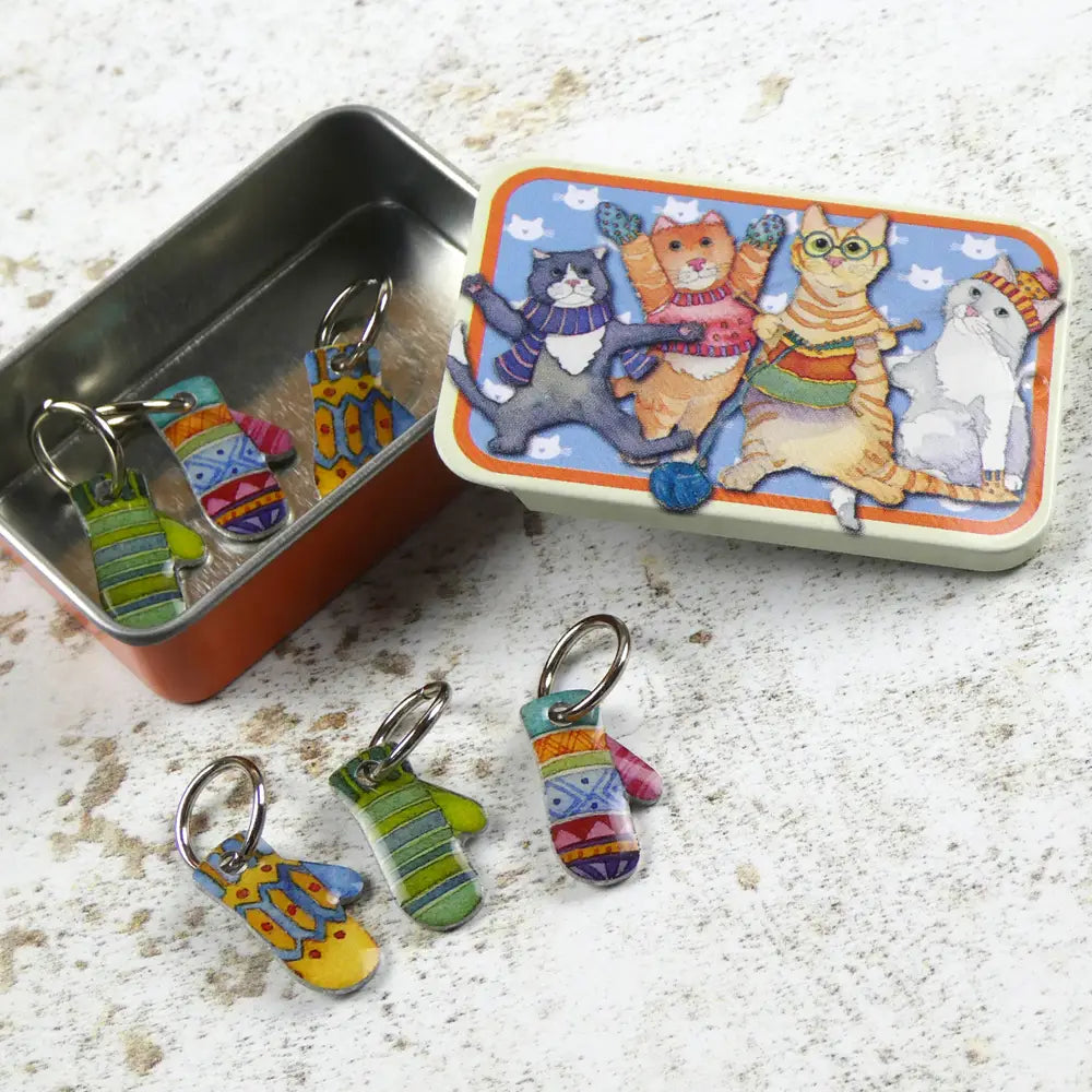 Emma Ball - Mittens Knitting Stitch Markers in a Kitten pocket tin ...