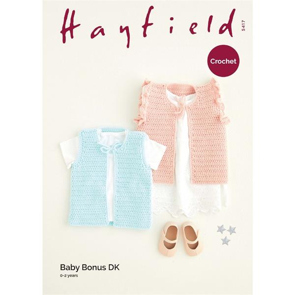 Hayfield Pattern 5417 Crochet Waistcoats in Baby Bonus DK — Marias Wool ...